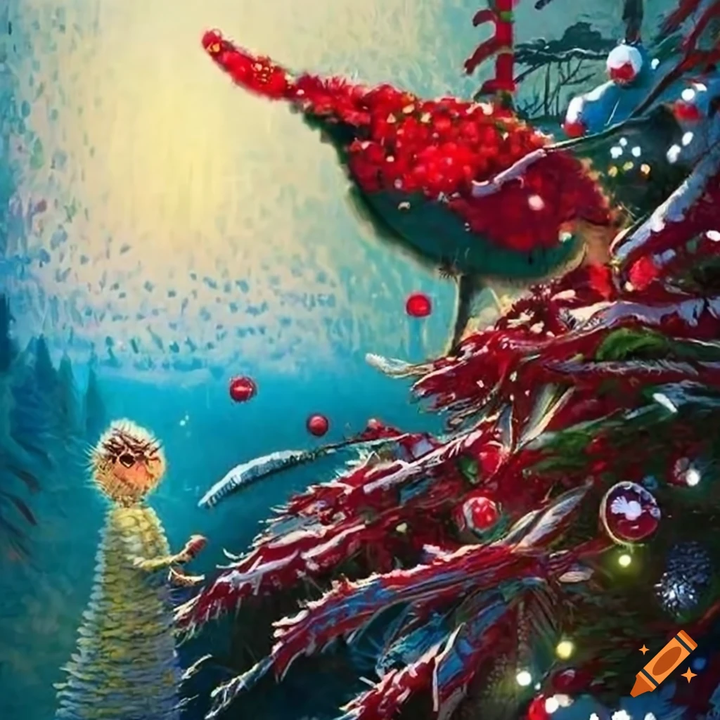 Intricate christmas tree made of colorful feathers in a festive forest ...