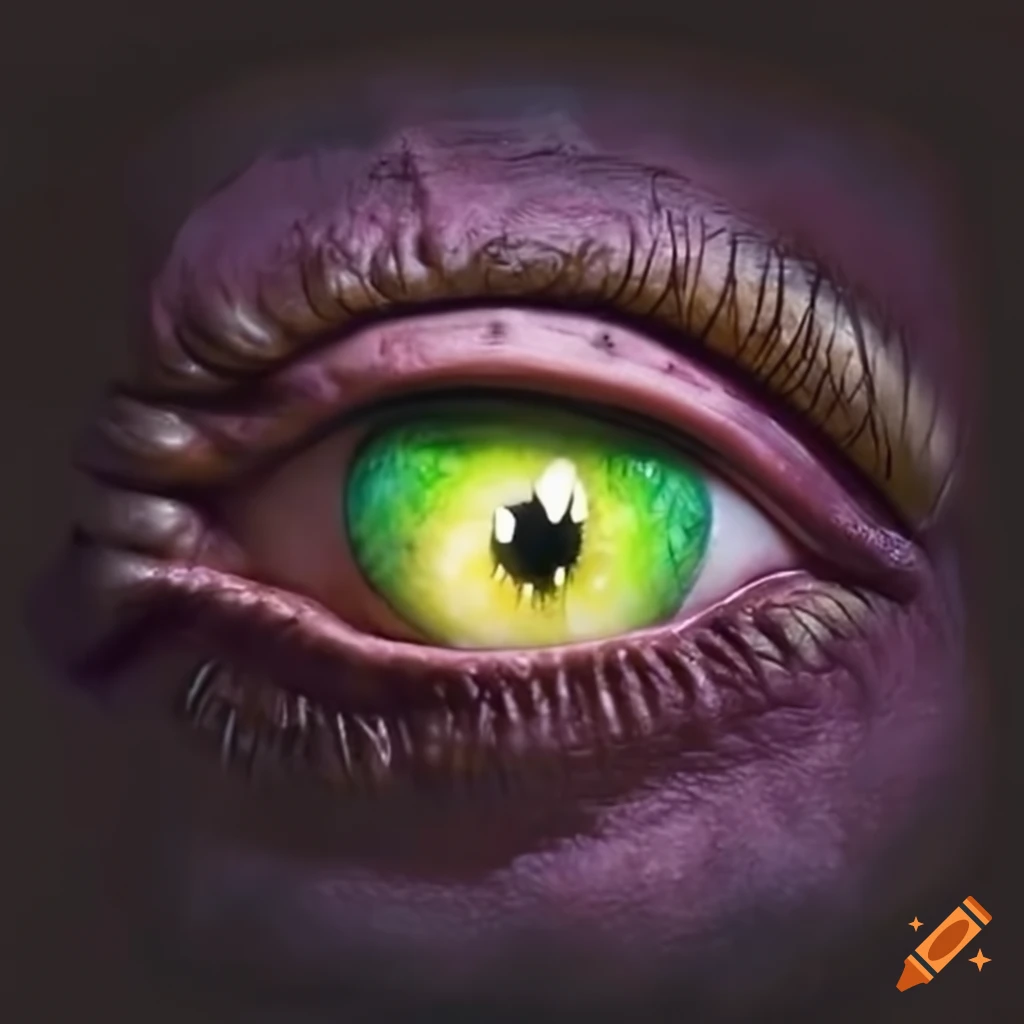 Close-up of a monstrous eye on Craiyon