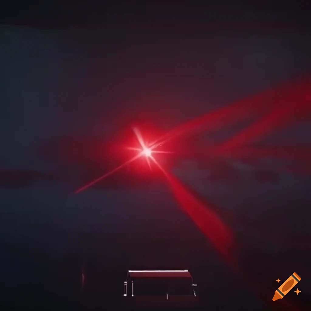 Red-white magic projectile flying over grass under a night sky in ...