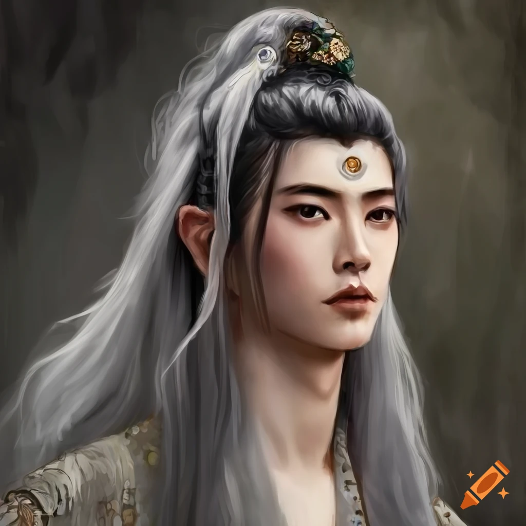 Gustav Klimt inspired poster of an attractive young male elven asian ...