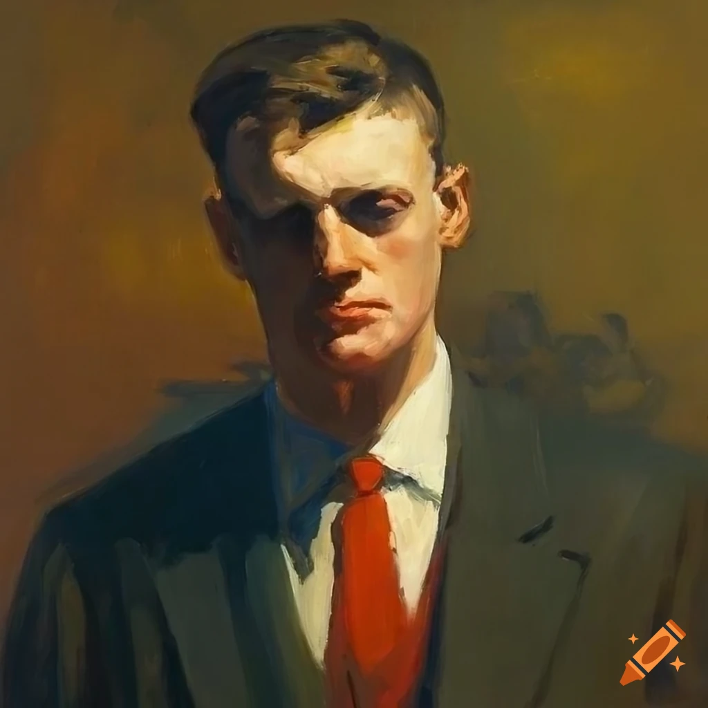 Painting of a man standing alone in the style of edward hopper on Craiyon