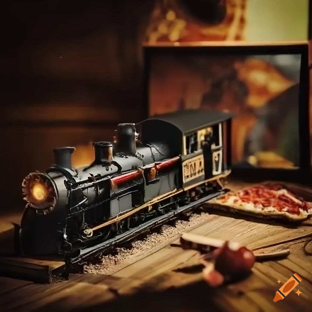 Miniature steam train diorama in a unique setting with tunnel and ...