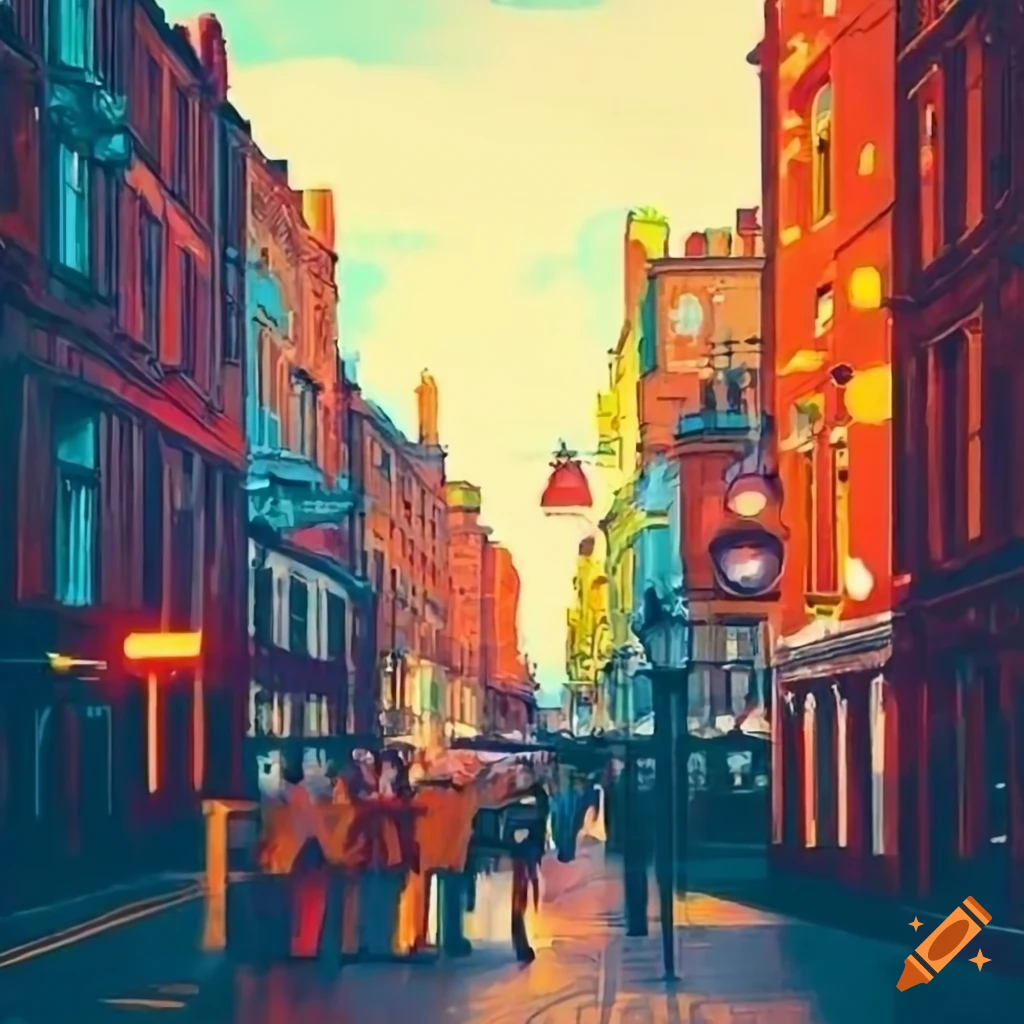 Collage of Dublin's iconic sights in a postcard style on Craiyon