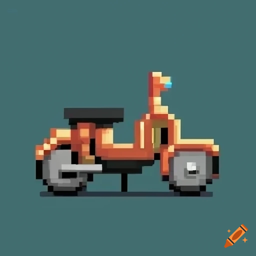 64 bit pixel art of a moped on Craiyon