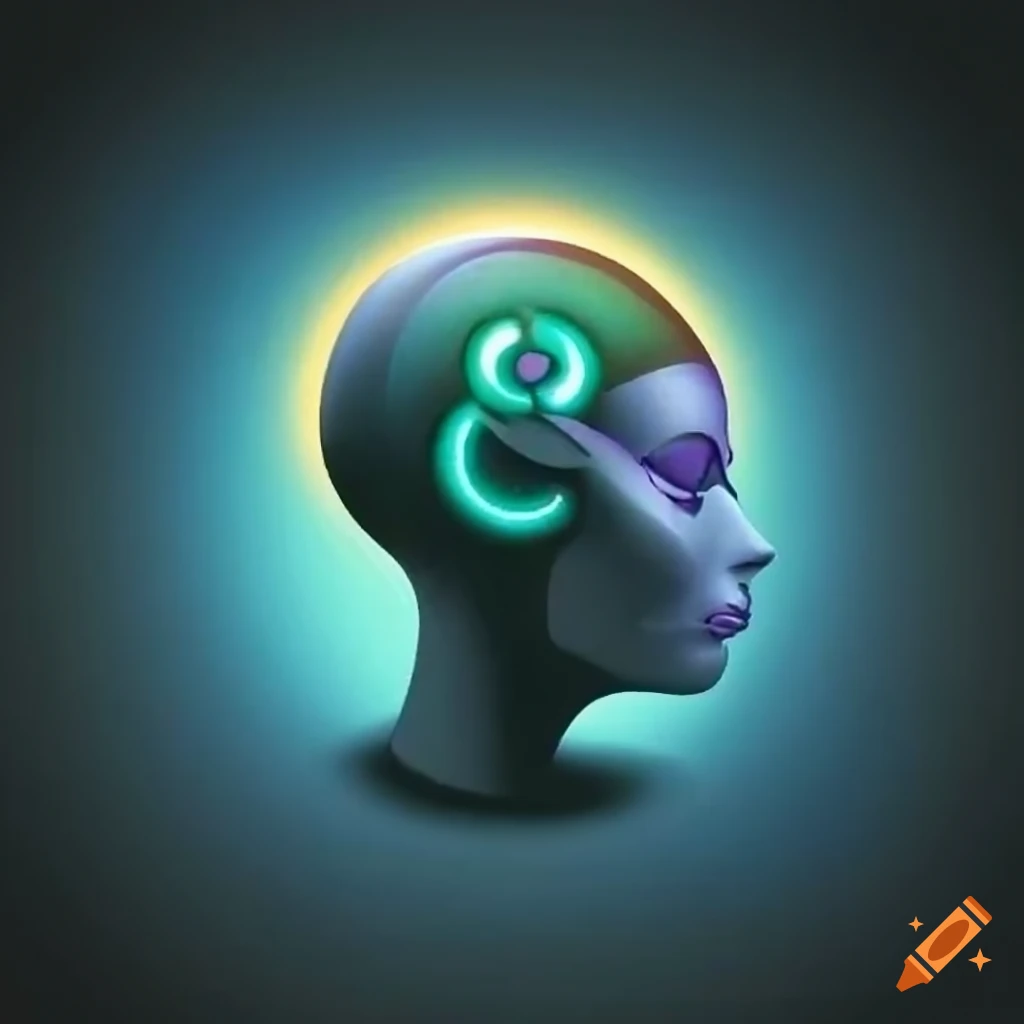 Wisdom head with shining circle on forehead on Craiyon