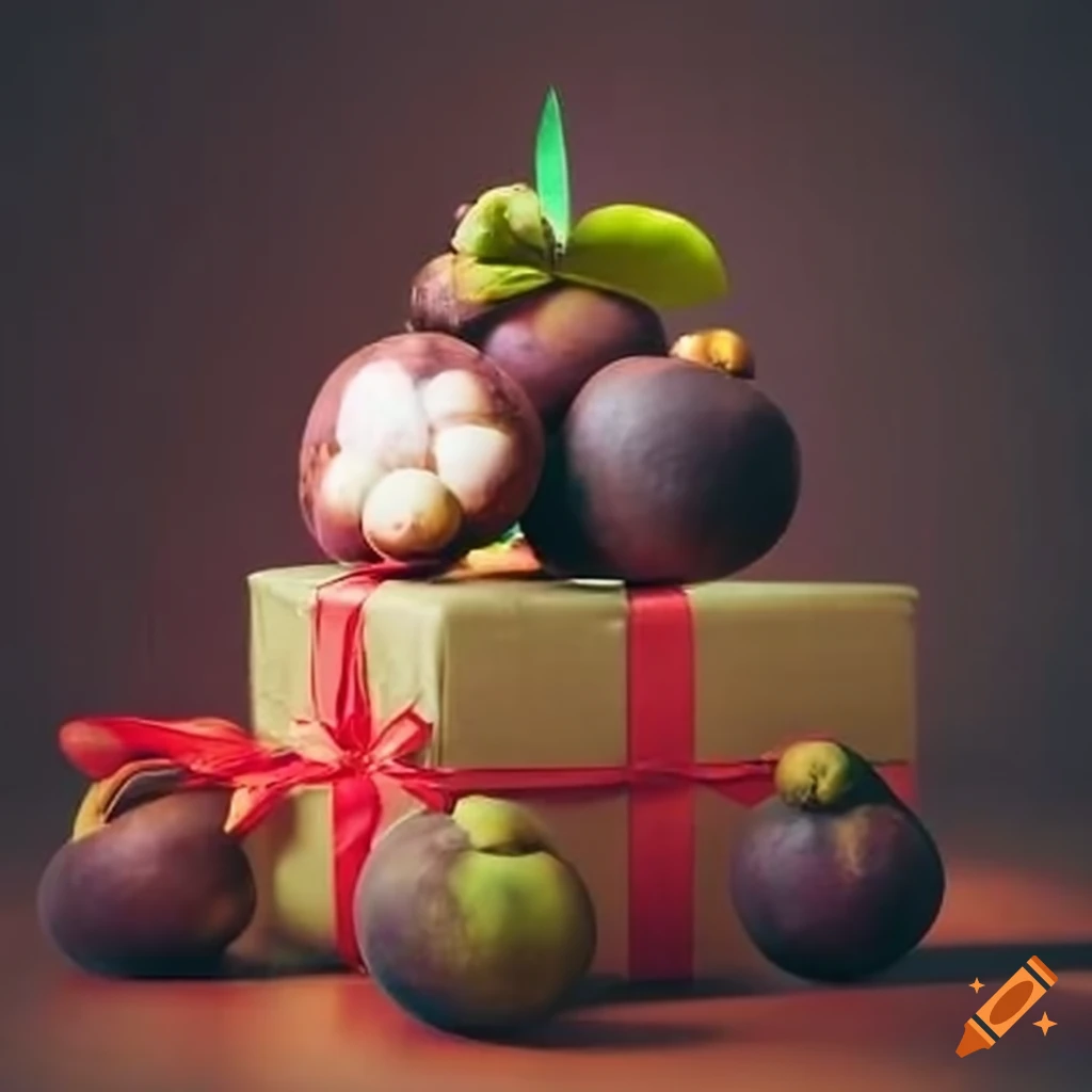 Christmas tree filled with mangosteen fruits as gifts on Craiyon