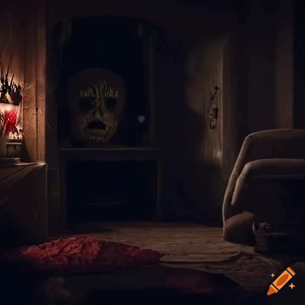 Hyper-realistic horror Christmas scene with cinematic lighting on Craiyon