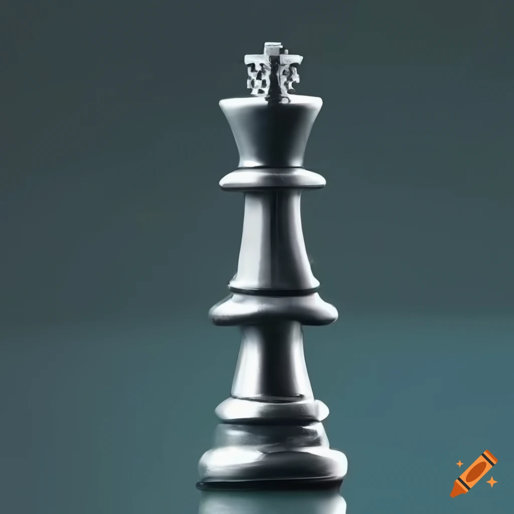 Complete set of cyber punk style chrome finish chess pieces on Craiyon