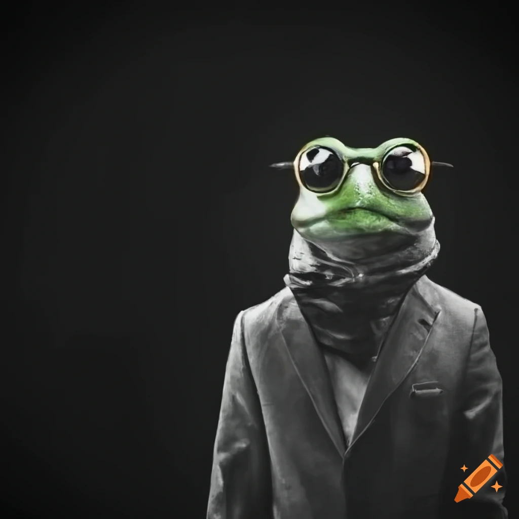 Dapper frog in a suit and sunglasses on Craiyon