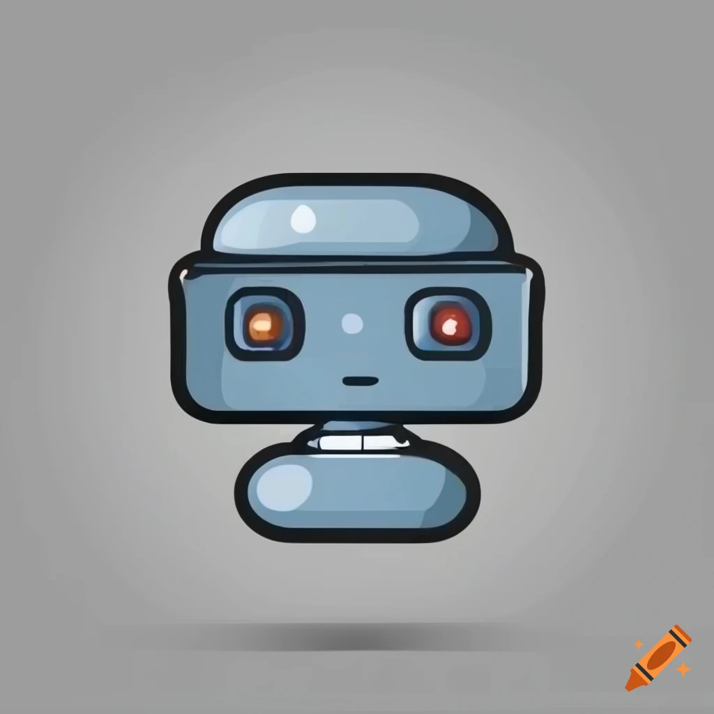 Minimalist square ios app icon with cute robot head on white background ...