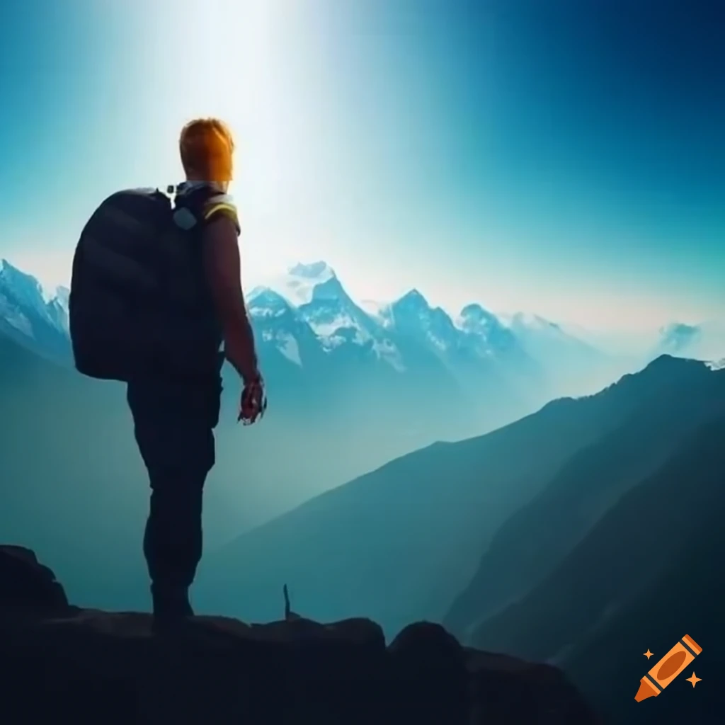 Self-sufficient person enjoying the alpine mountains on Craiyon