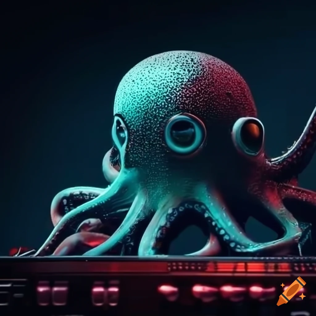 Octopus laptop dj musician on Craiyon