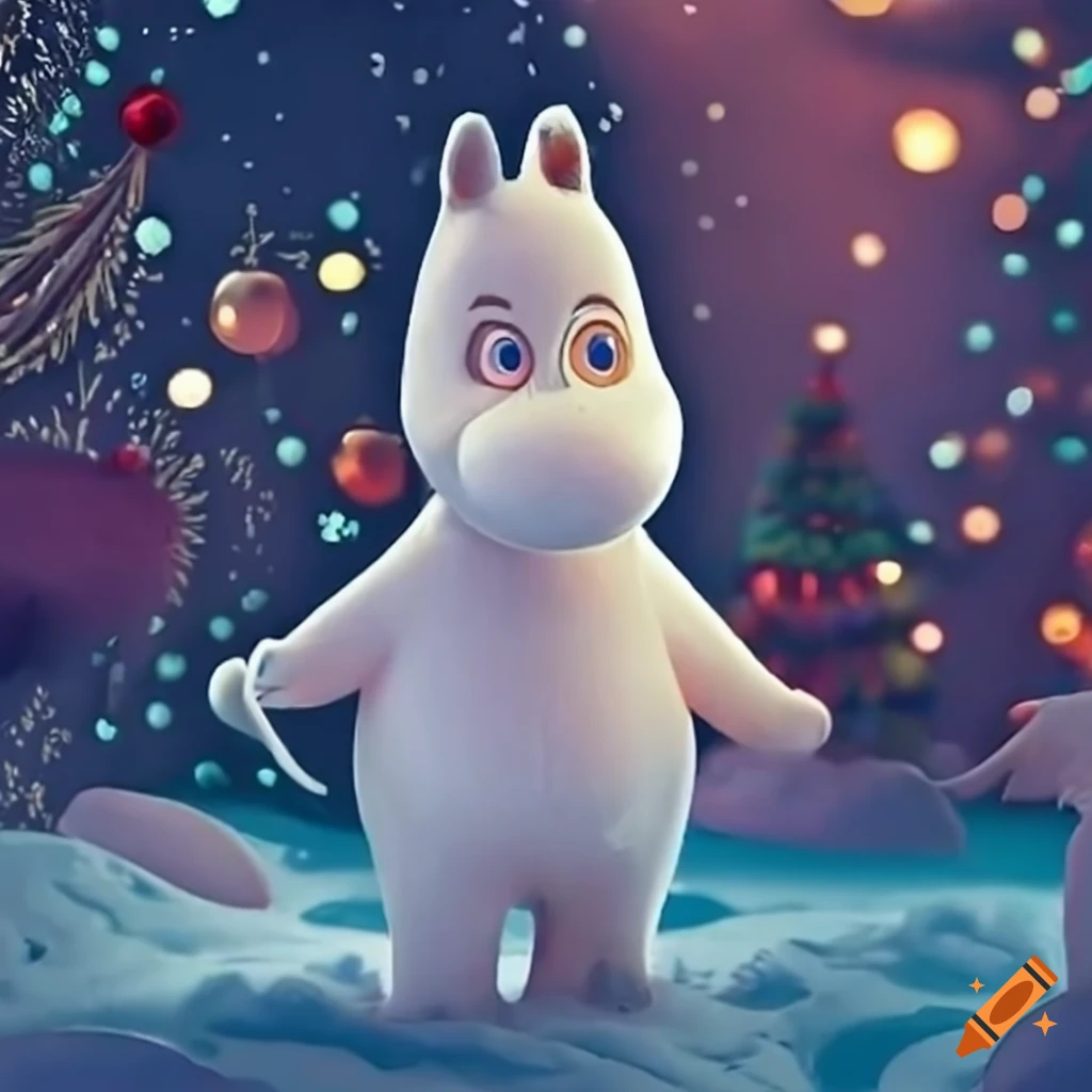 Moomin characters celebrating christmas on Craiyon