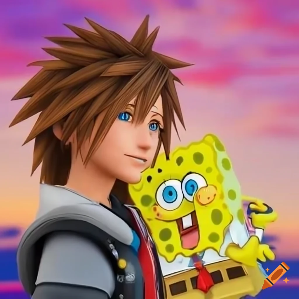 Spongebob and sora from kingdom hearts meme on Craiyon