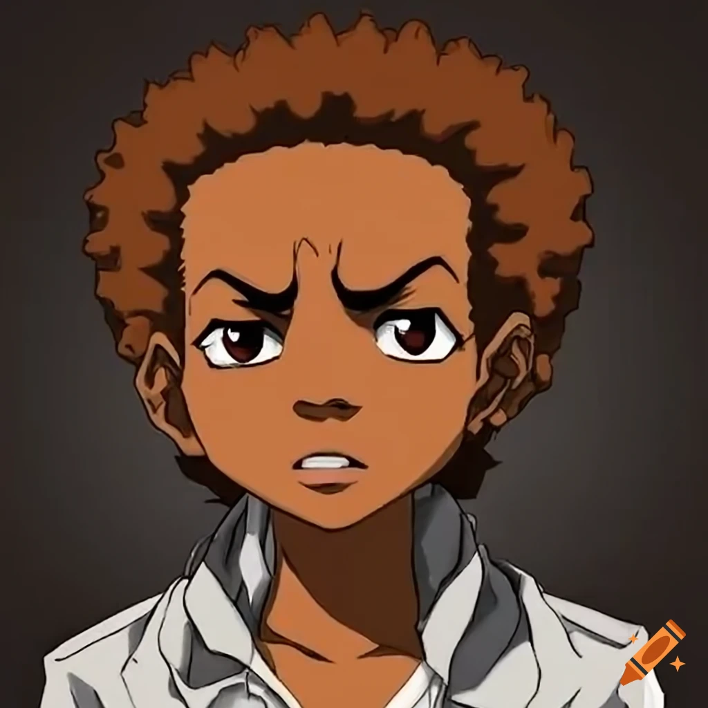 Character from boondocks with white short hair on Craiyon