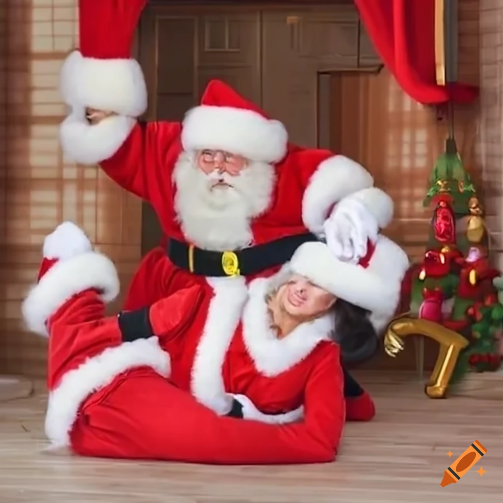 Santa claus doing the splits on Craiyon