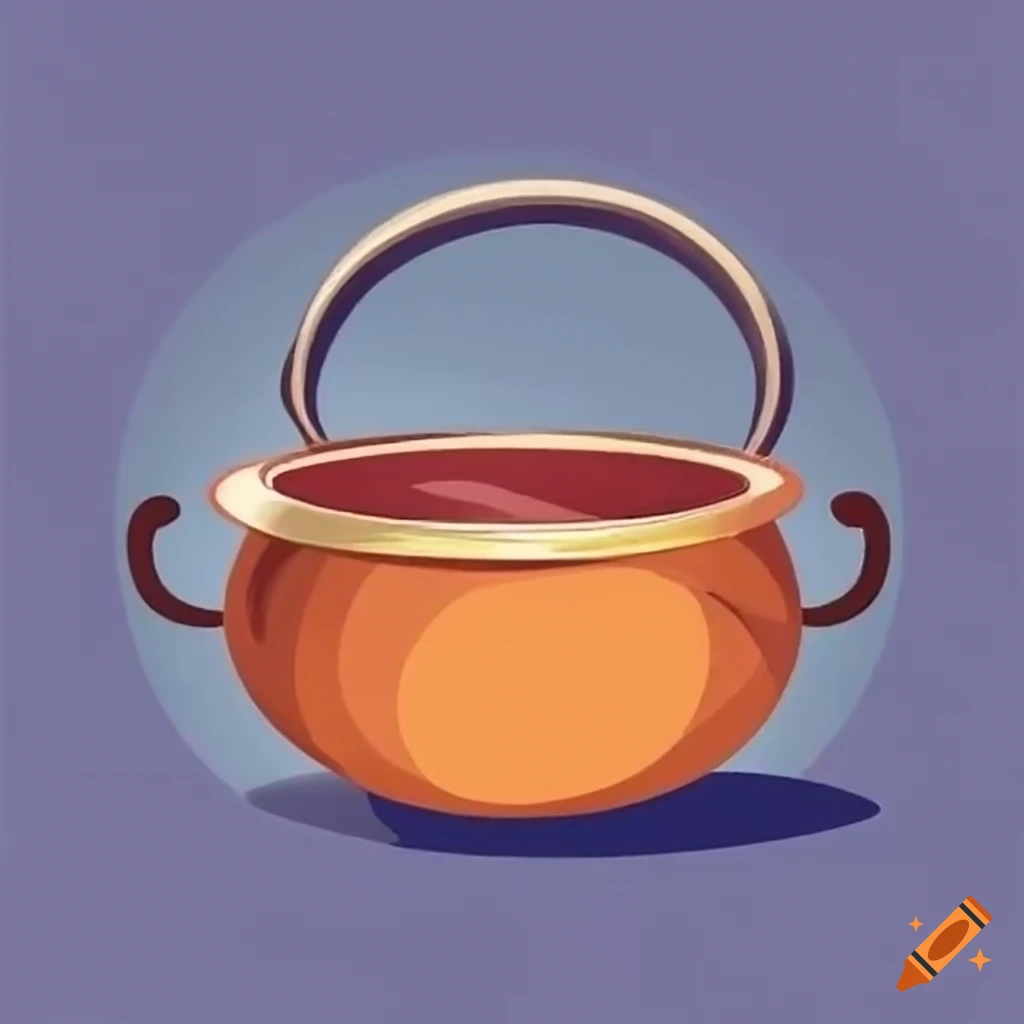 Cartoon illustration of a kadhai utensil on Craiyon