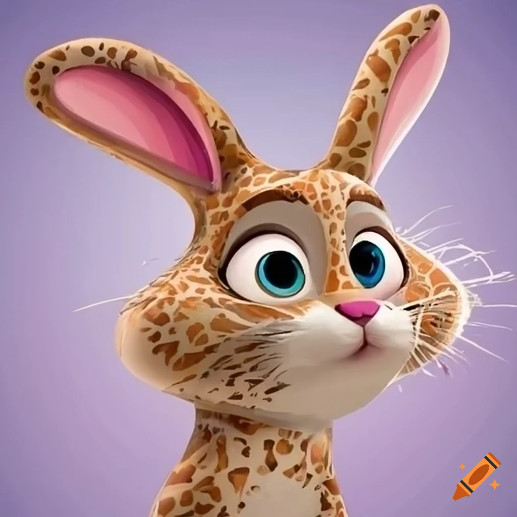 Colorful pixar disney style easter rabbit with animal print markings on ...