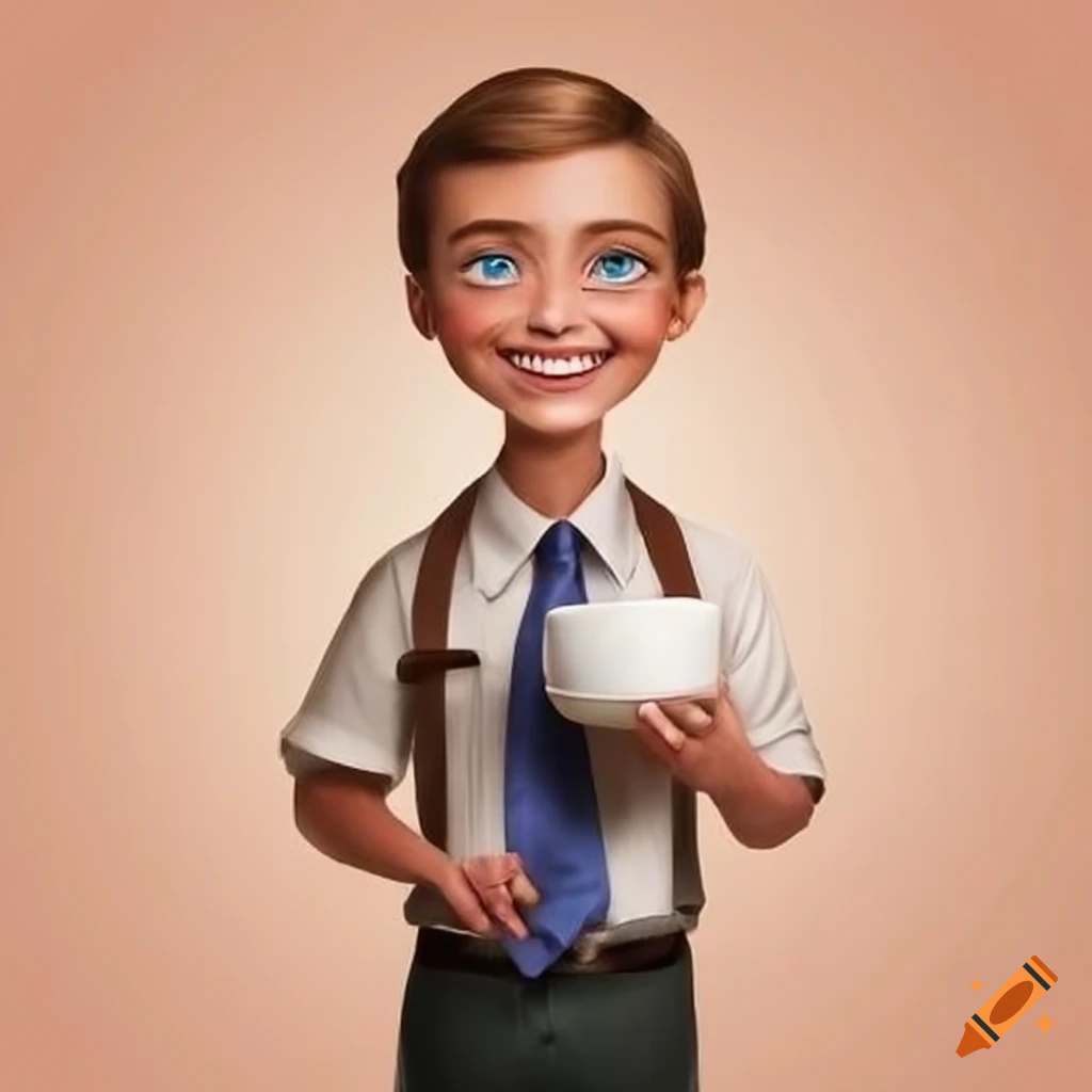 Smiling person holding a coffee cup on Craiyon