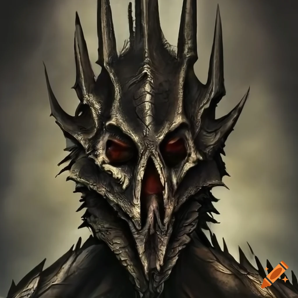Highly detailed scary sauron head on Craiyon