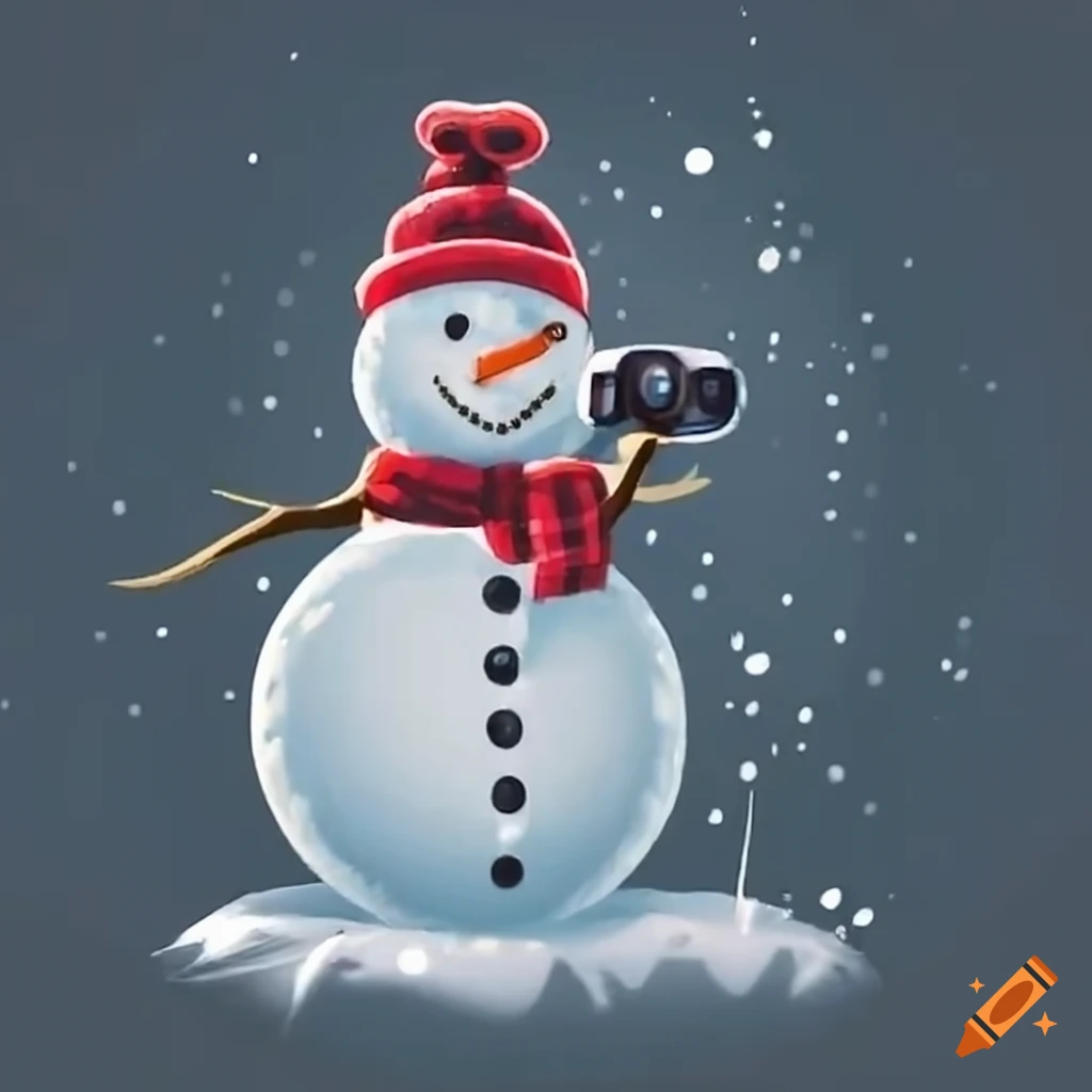 Snowman holding a video camera on Craiyon