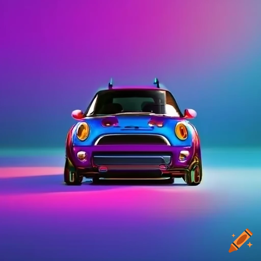 Pixel art of a vibrant electric blue 2009 Mini Cooper S in stance build ...