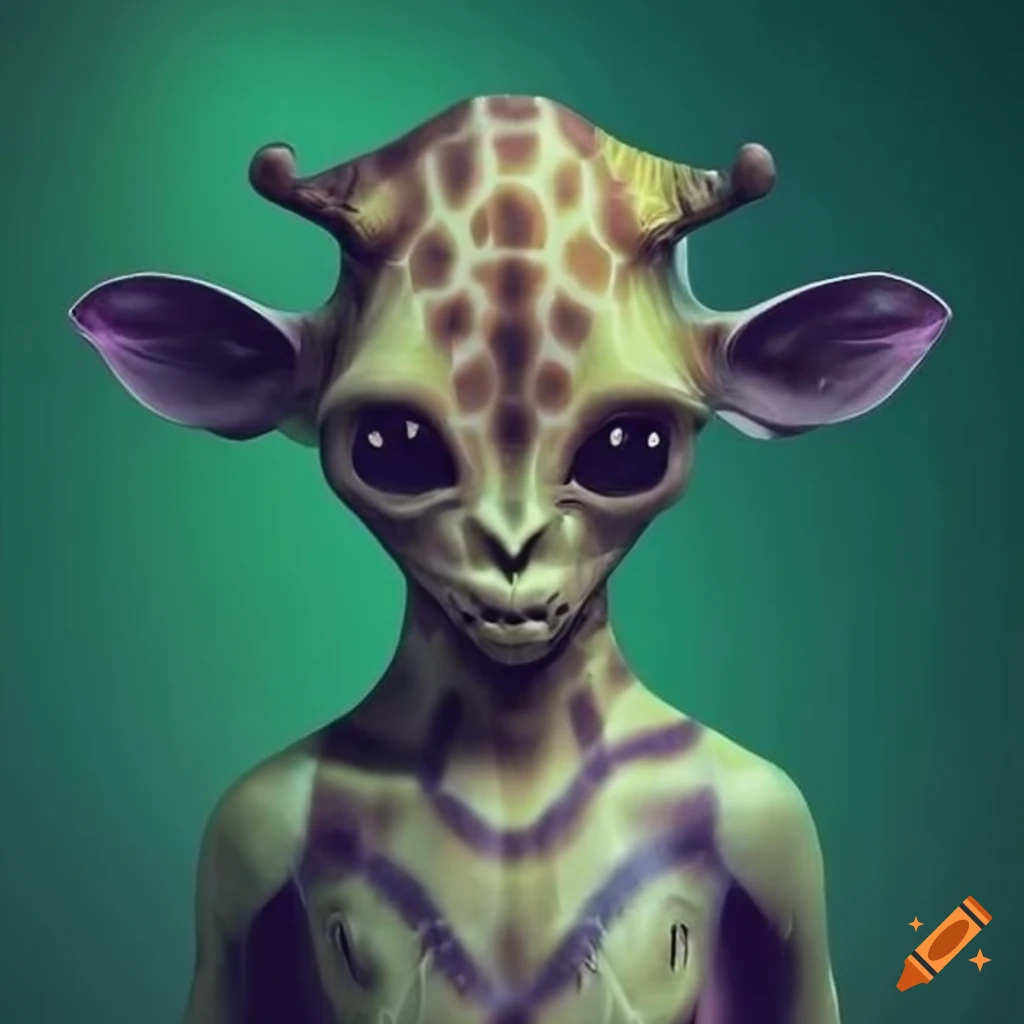 Futuristic tree alien with giraffe face wearing a jumpsuit on Craiyon