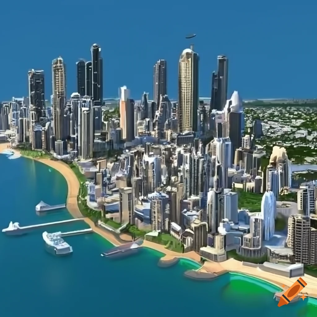 3d model of gold coast city with main buildings and landmarks in 8k ...