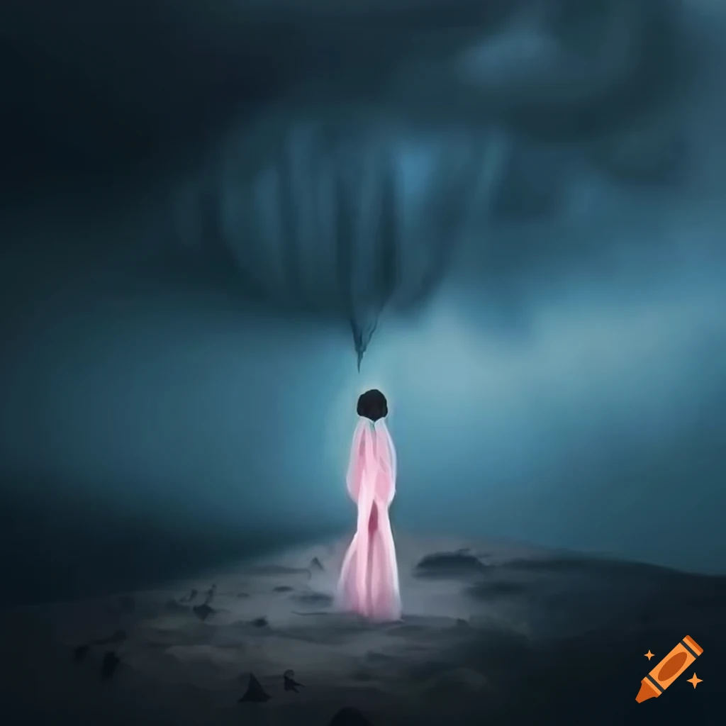 Highly detailed art of a small human hiding under a formidable shadow ...