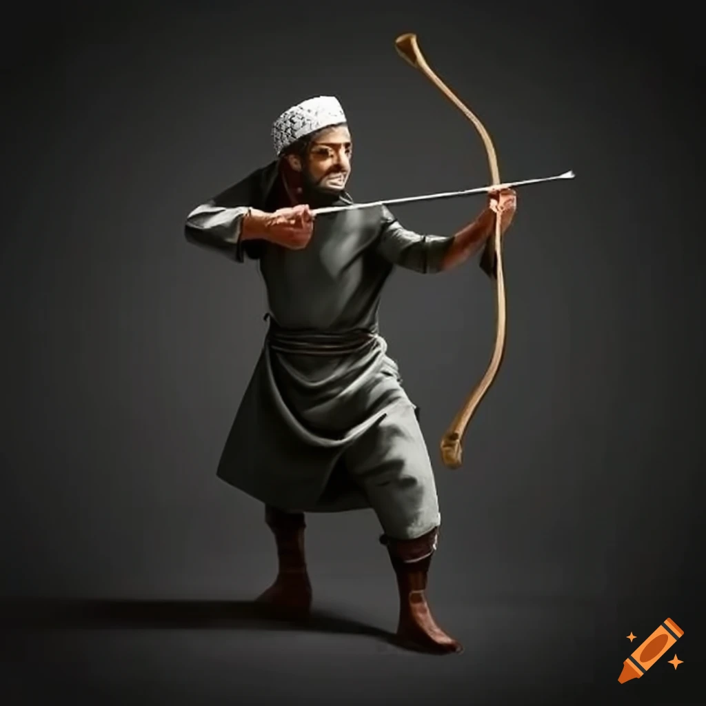 Muslim archer carrying a bow on Craiyon