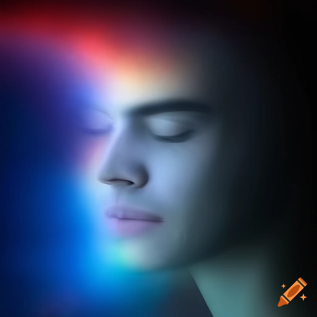 Man and woman in radiant ethereal light with delicate features and ...