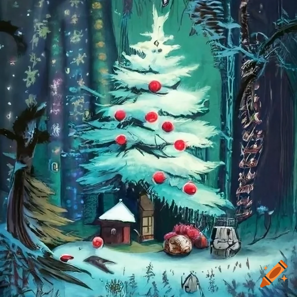 Highly detailed illustration of a Christmas Tree made of colorful ...