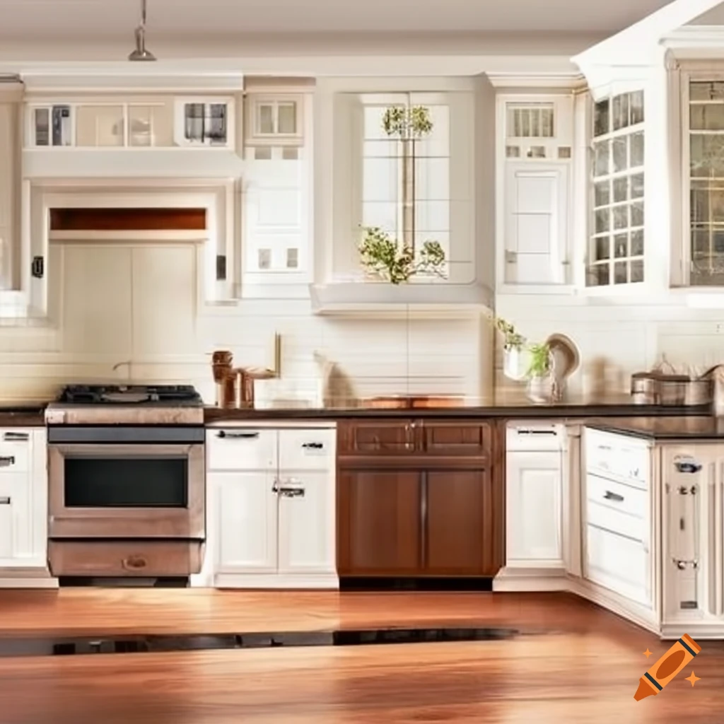Traditional 8x5 kitchen with maximized cabinet space on Craiyon