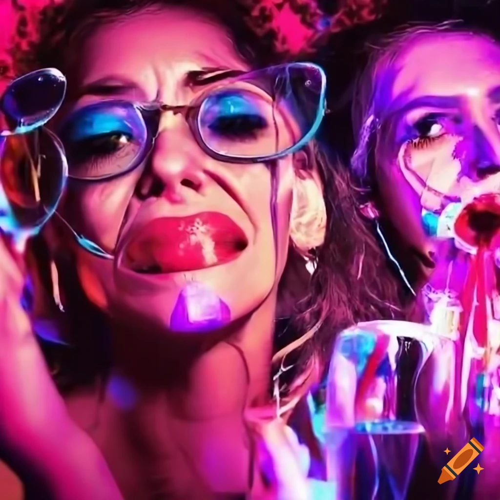 People at a party with cocktails expressing emotions on Craiyon