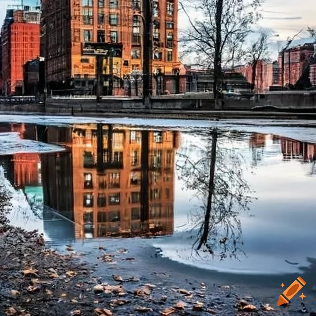 Puddle of water in new york city on Craiyon