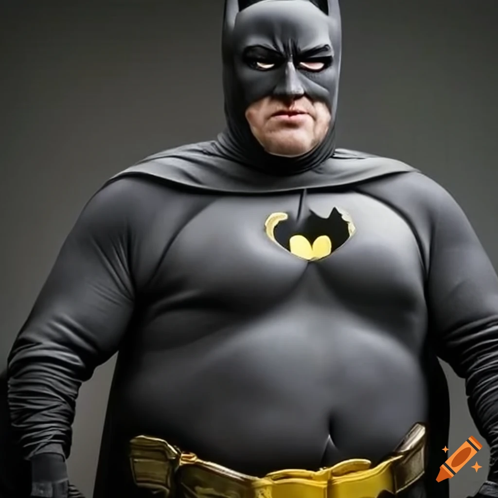 Overweight batman character illustration on Craiyon