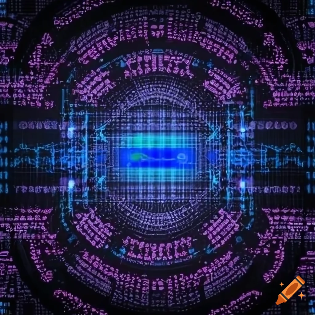 Background of glowing computer code in a dark theme on Craiyon