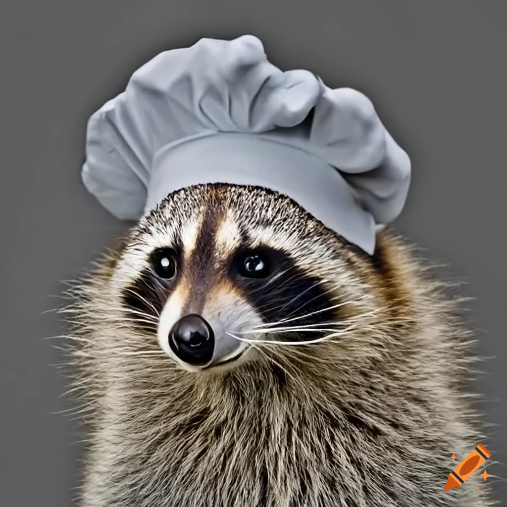 Raccoon wearing a chef hat on Craiyon