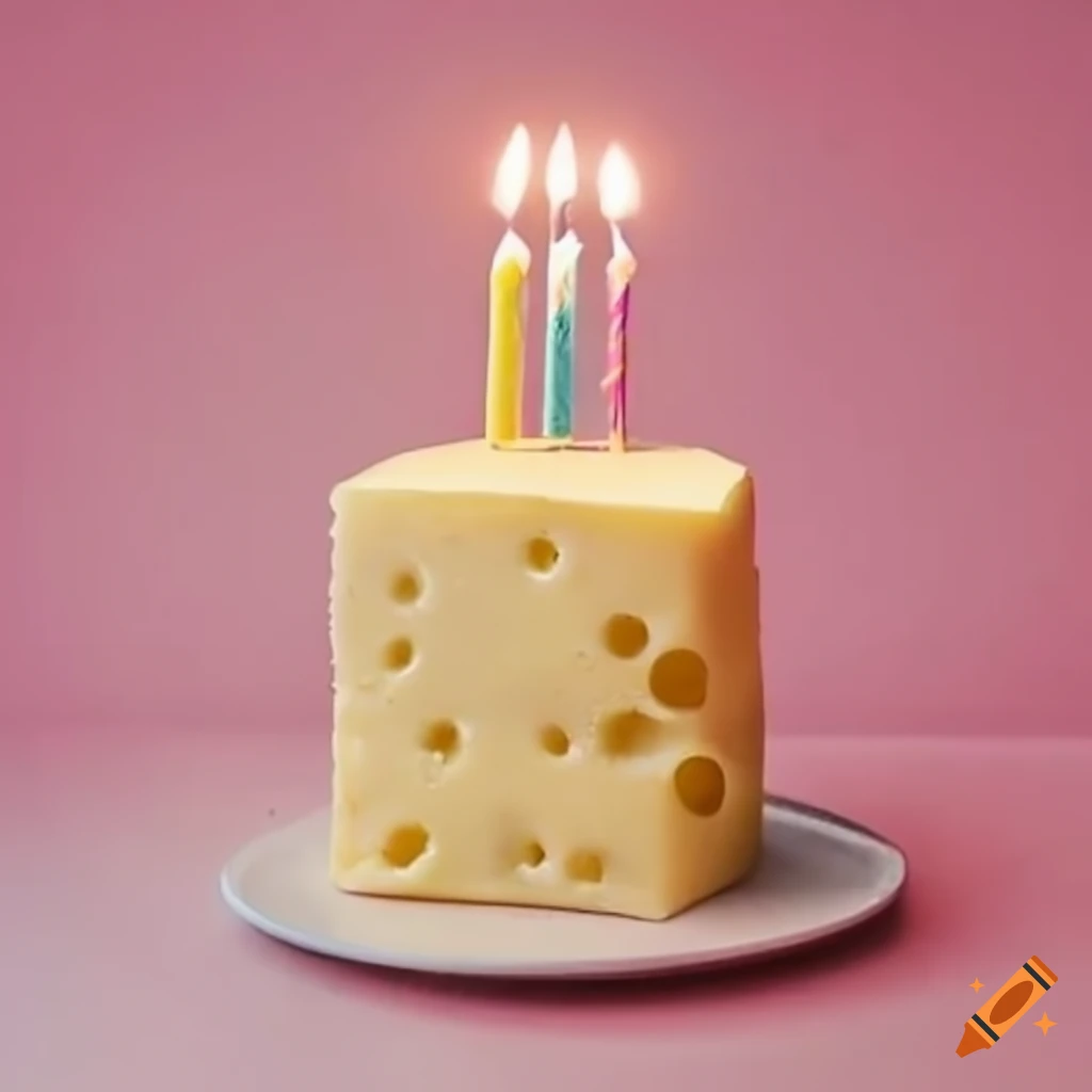 Cheese birthday cake with "happy birthday" sign on Craiyon