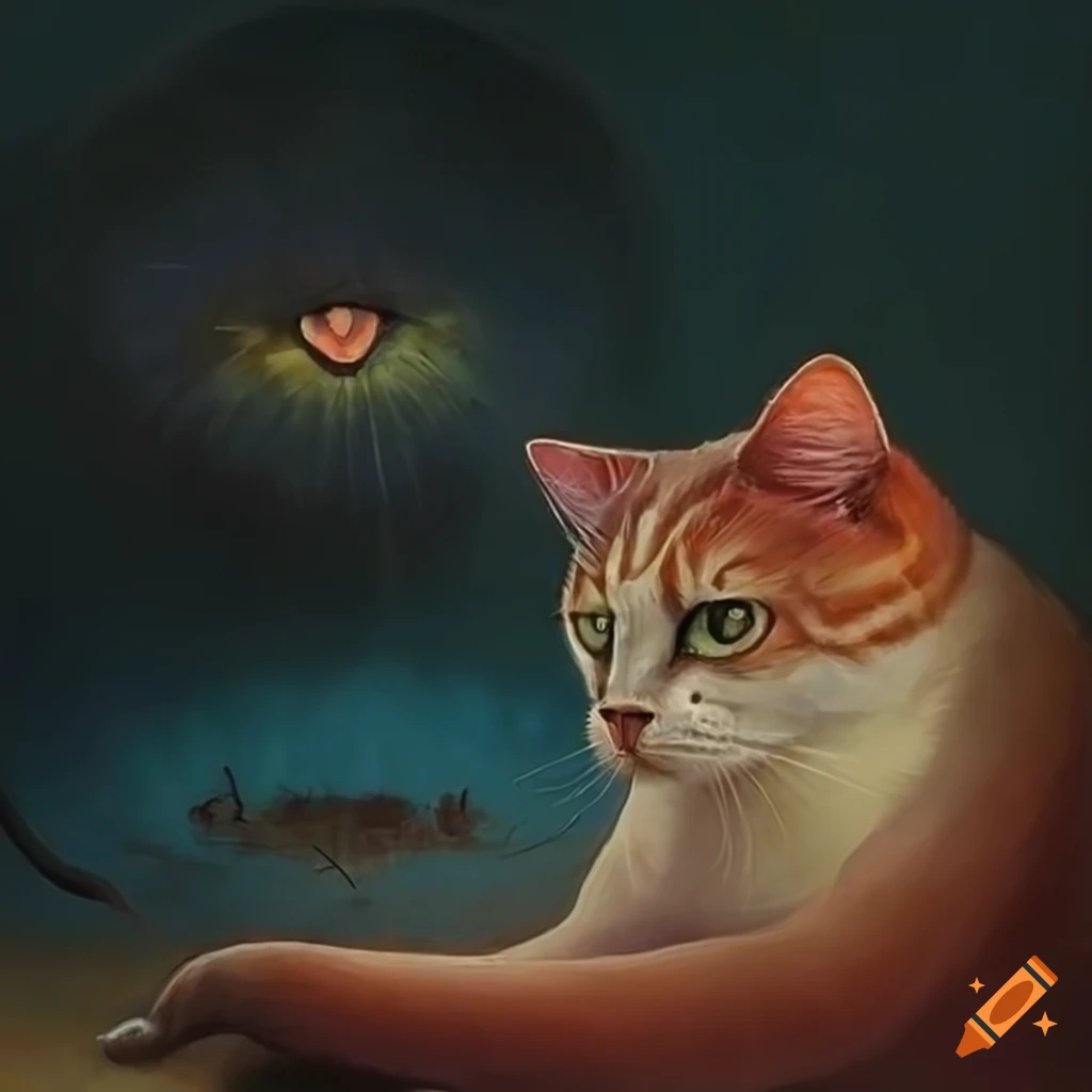 Surreal painting of a cat in a moebius strip on Craiyon