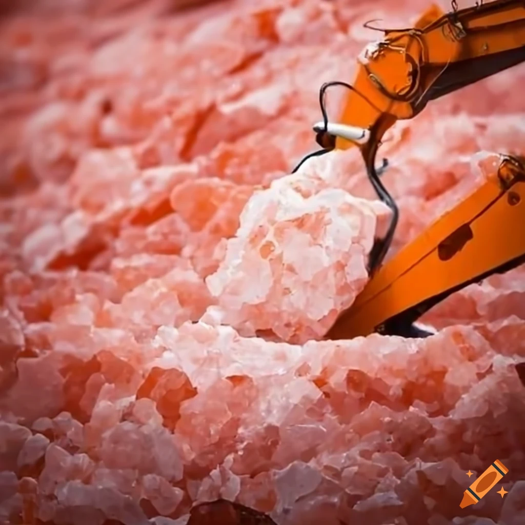 Extraction of pink salt from himalayan rock deposit using a machine ...