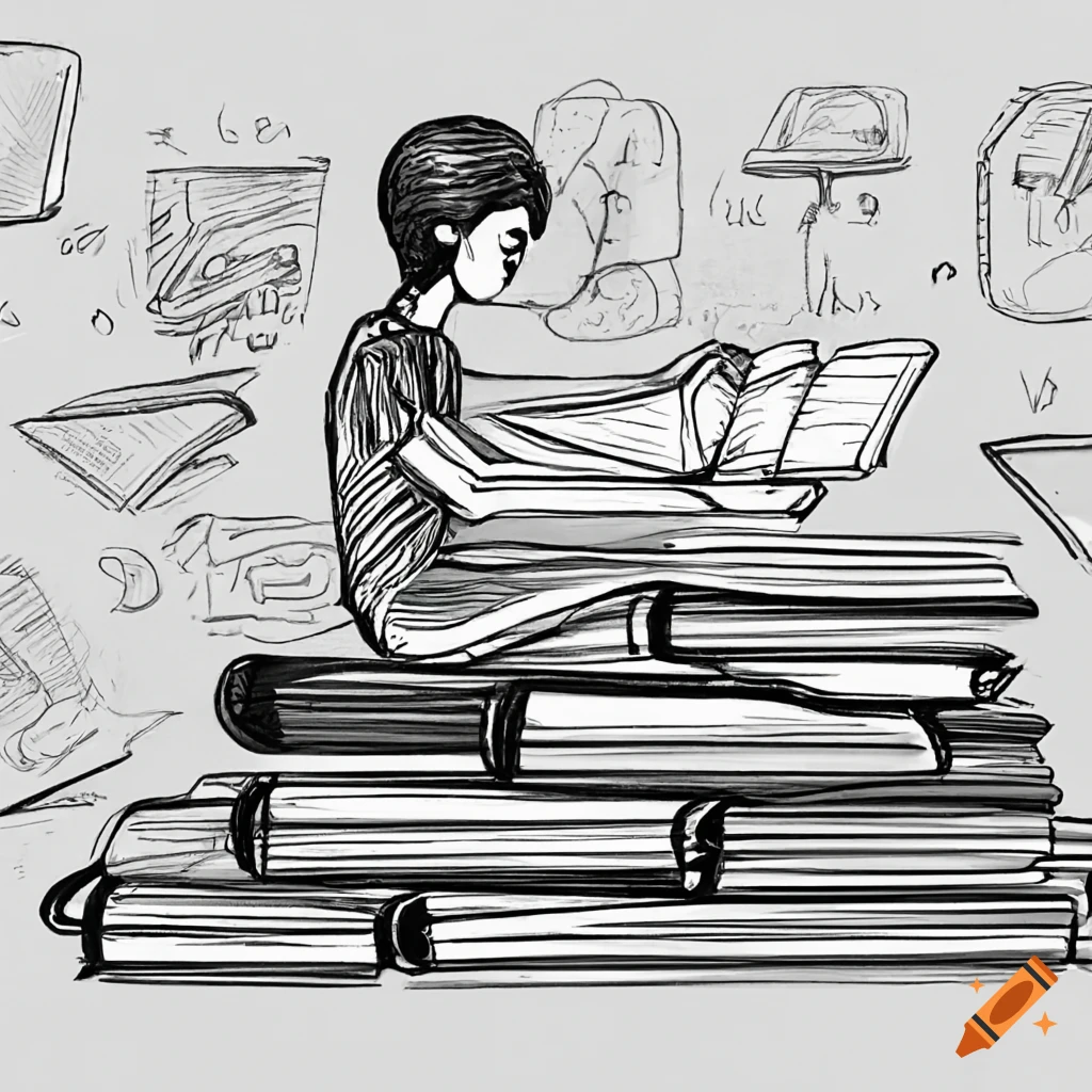 Student surrounded by diverse books with potential career paths in the ...