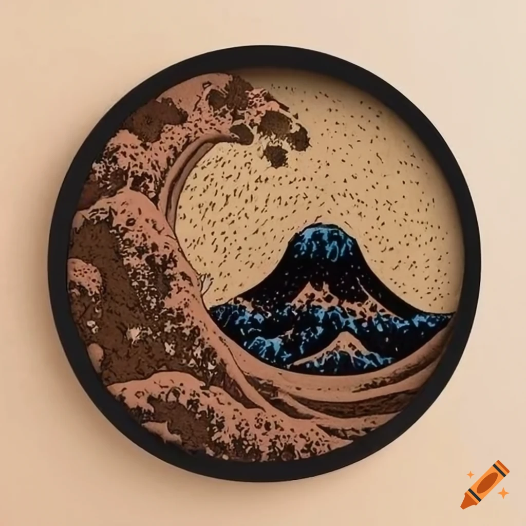 Nature growing on brown soil in hokusai-inspired enso design on Craiyon