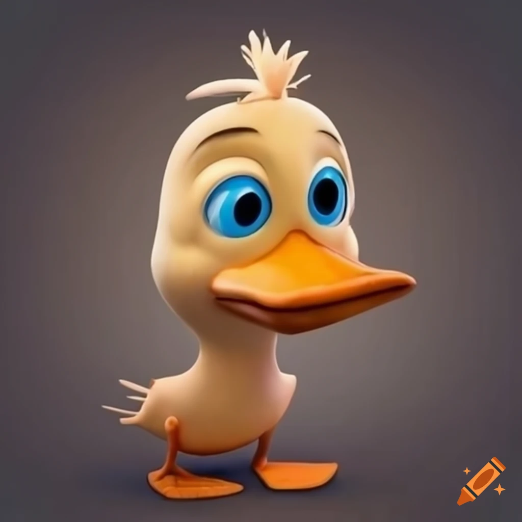 Cartoon duck created by pixar animation studio on Craiyon