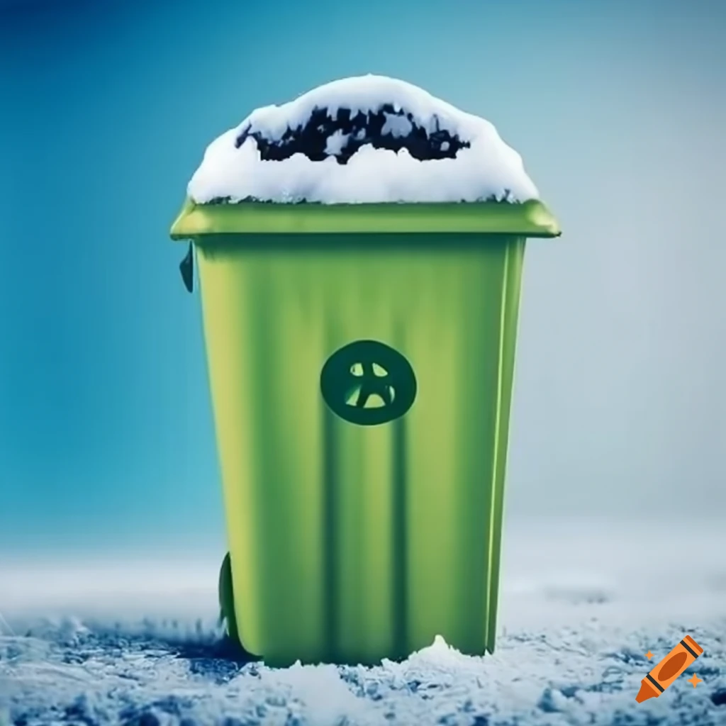 Dustbin covered in snow on Craiyon