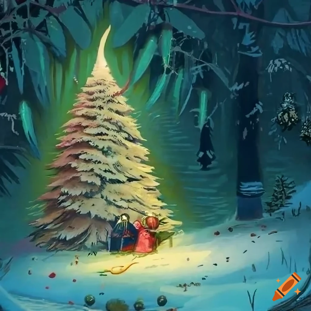 Highly detailed illustration of a Christmas Tree made of colorful ...