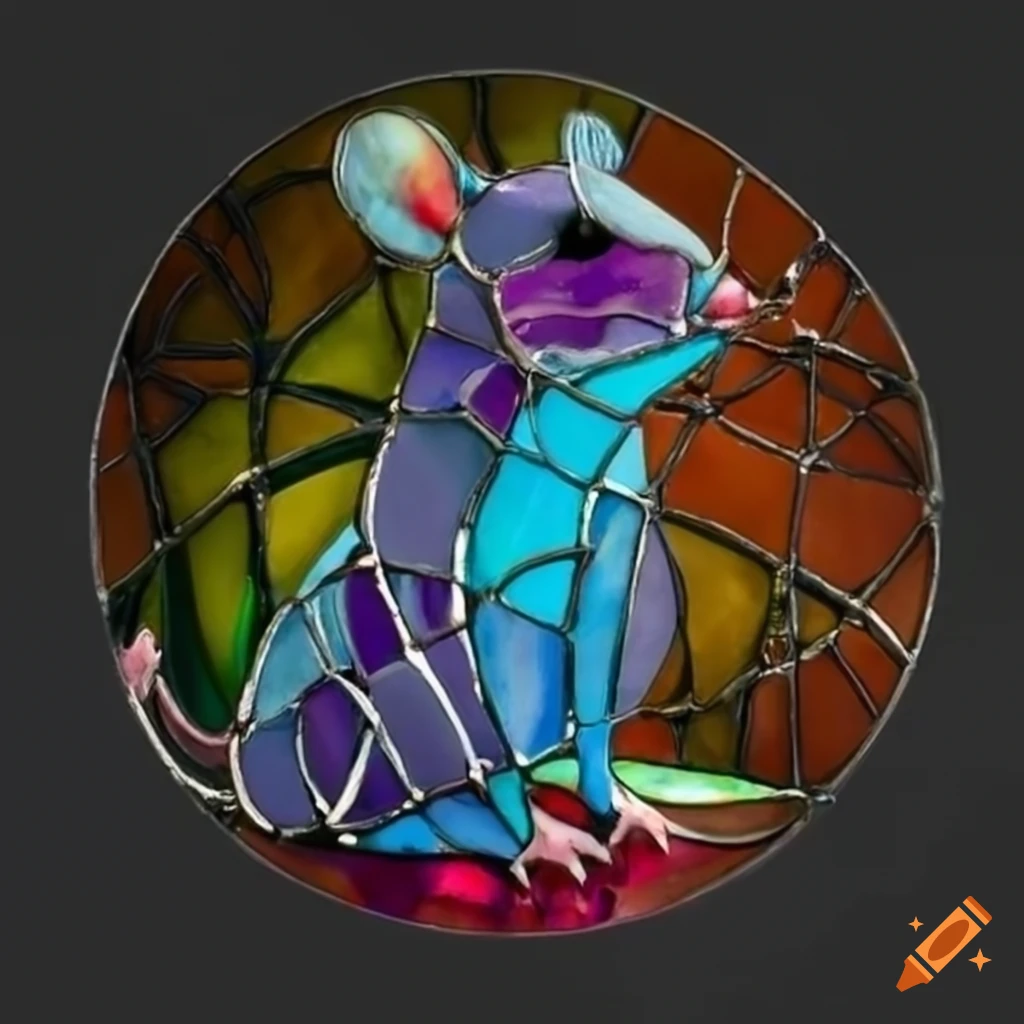Colorful stained glass rat on Craiyon