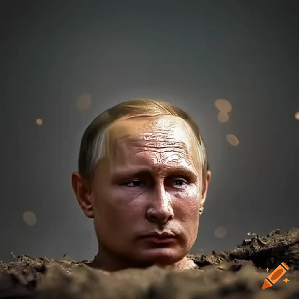 Political satire of vladimir putin stuck in mud on Craiyon