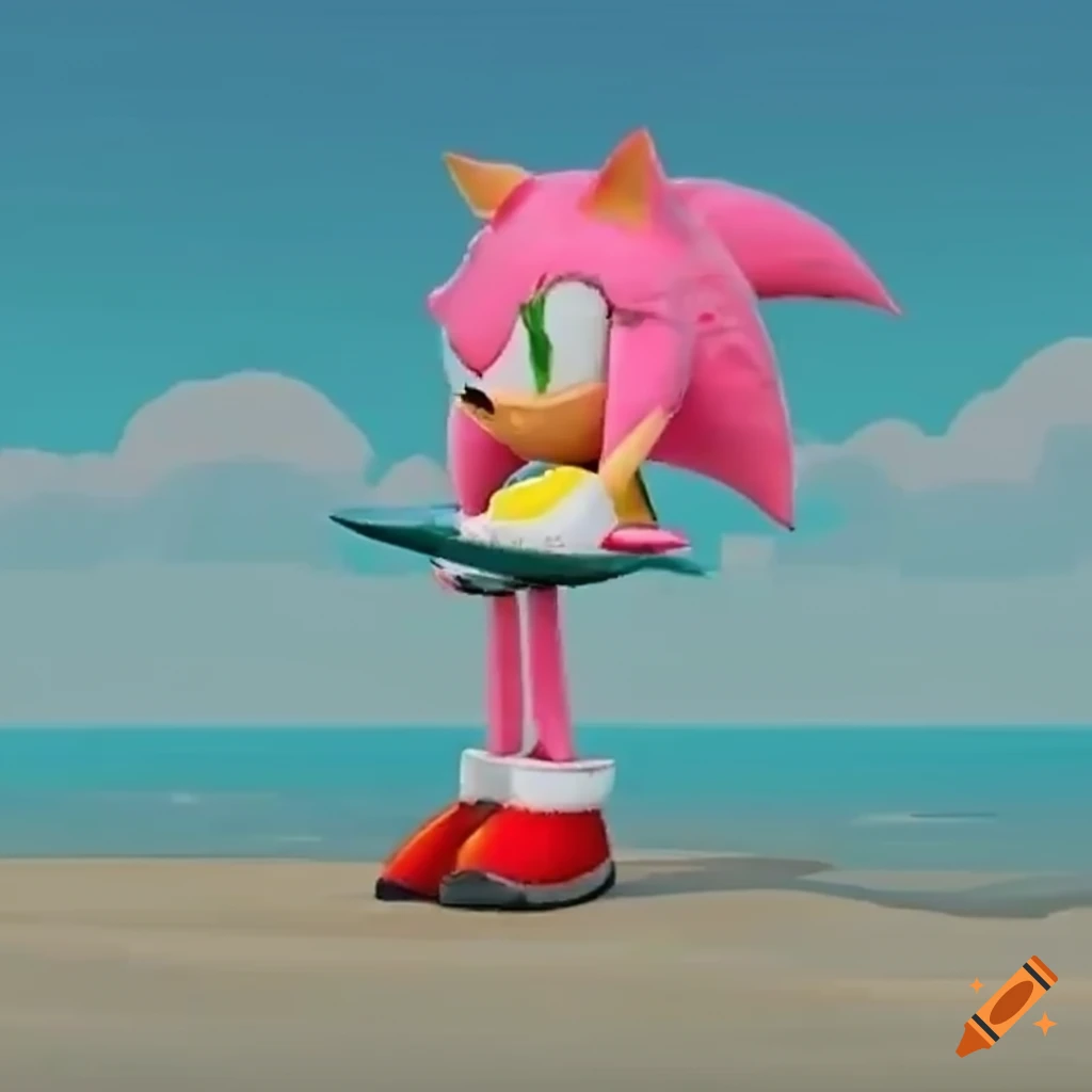 Amy rose on a beach in hawaii on Craiyon
