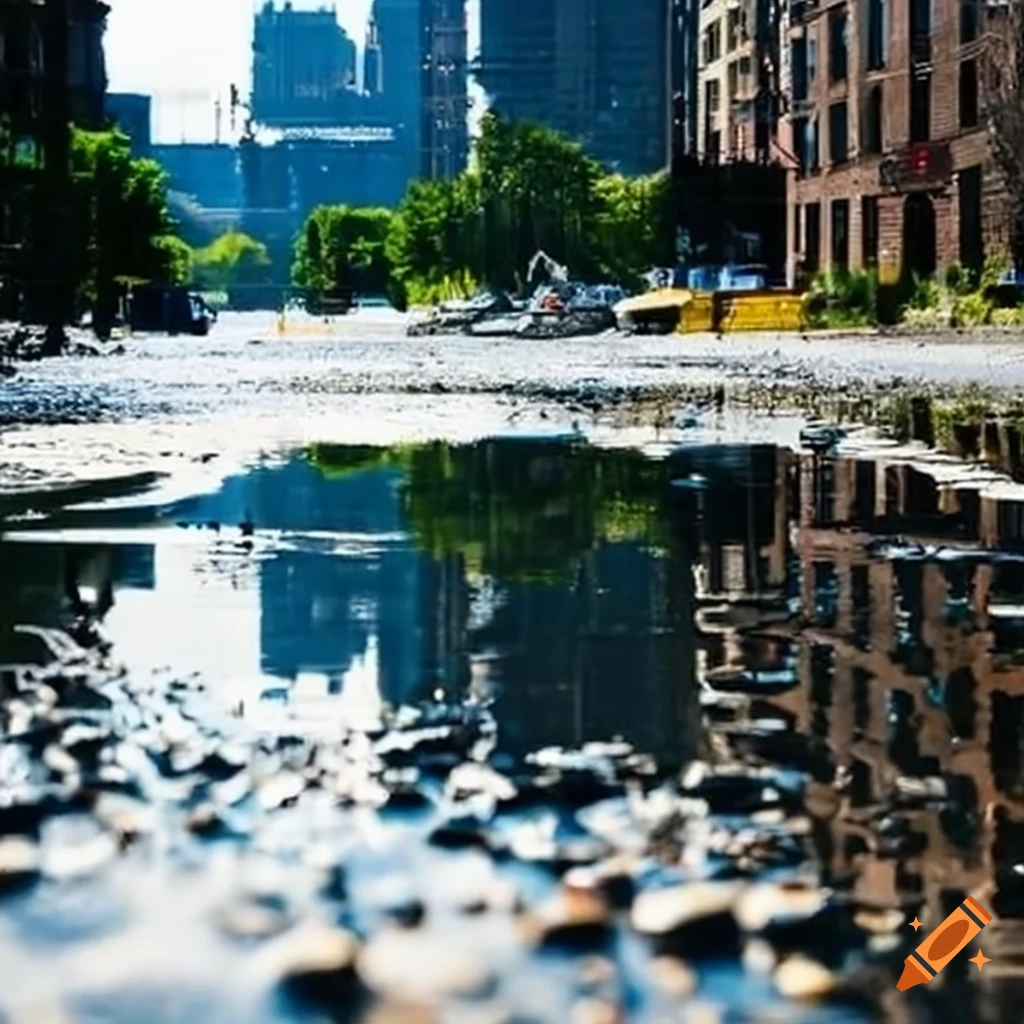 Puddle of water in new york on Craiyon